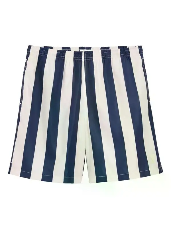 AMI Paris Striped Patch Swim Shorts - Blue
