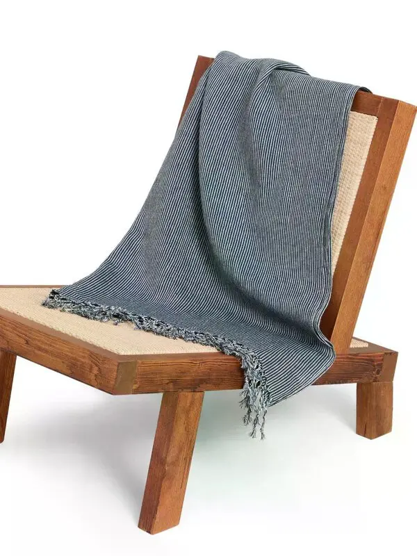 Brunello Cucinelli Striped Fringed Linen Throw Blanket