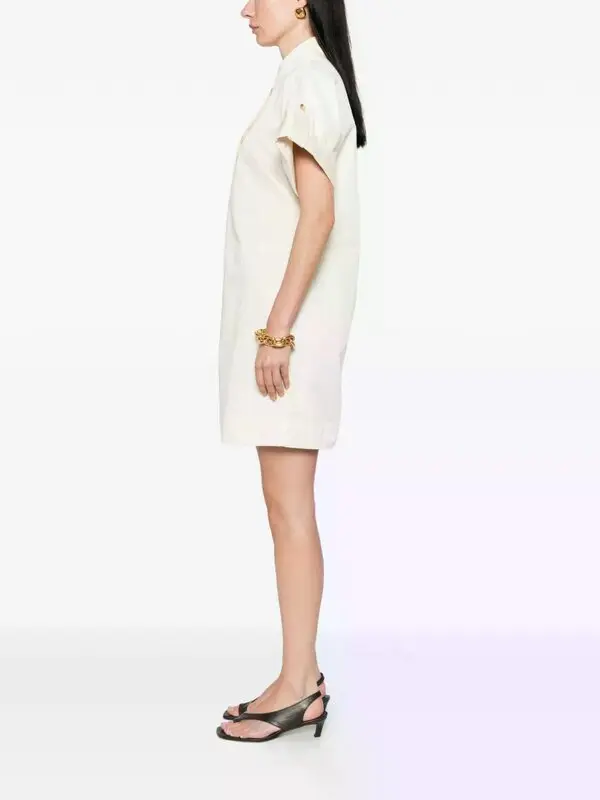 JOSEPH Short-sleeve Collared Mini Dress - Neutrals