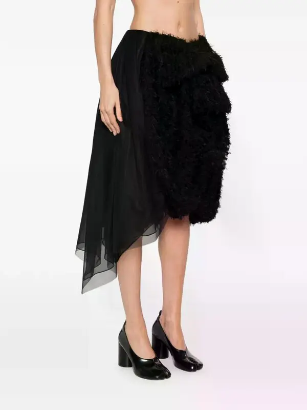 PAULINE DUJANCOURT Asymmetric Skirt With Gathered Detail And Tulle Overlay