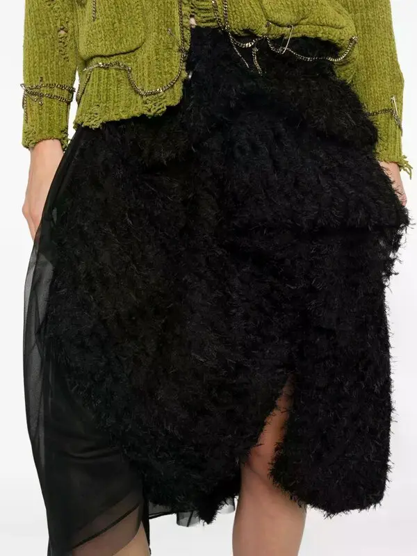 PAULINE DUJANCOURT Asymmetric Skirt With Gathered Detail And Tulle Overlay