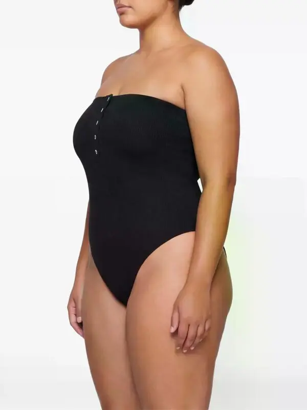 TOTEME Ribbed Strapless Swimsuit - Black