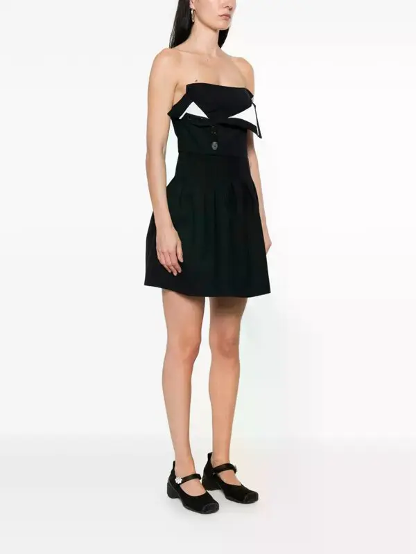 SHUSHU/TONG Button-detail Mini Dress - Black