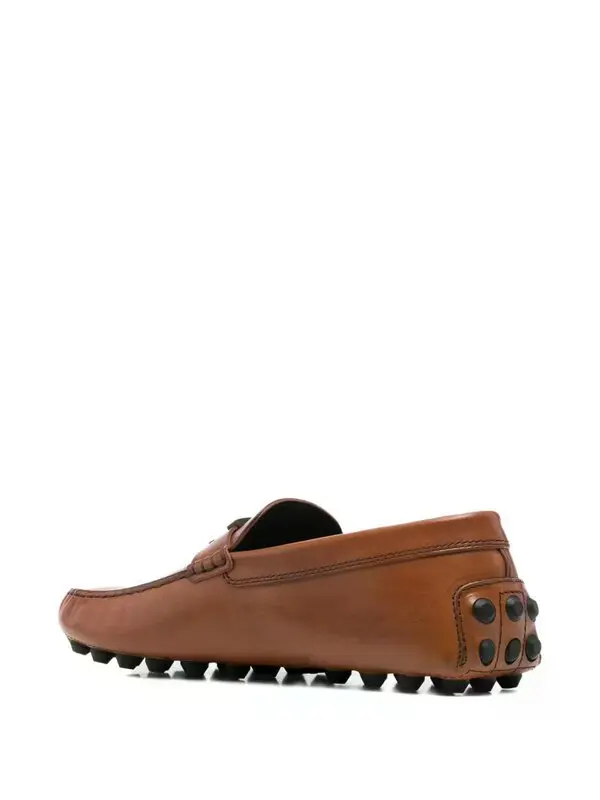 TOD'S Logo-plaque Leather Loafers - Brown