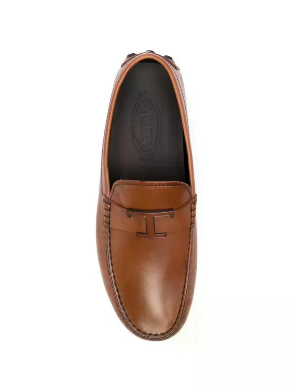 TOD'S Logo-plaque Leather Loafers