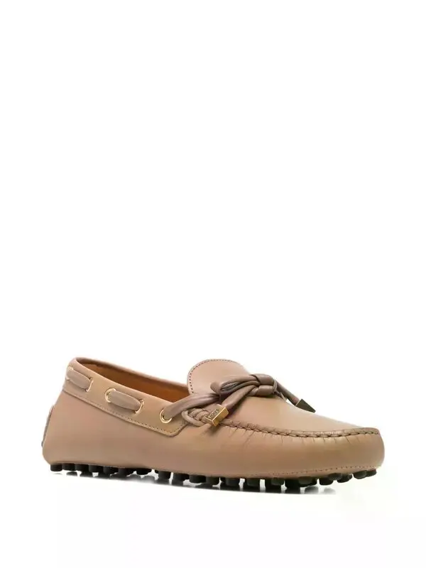 TOD'S Knot-detail Leather Loafers - Brown
