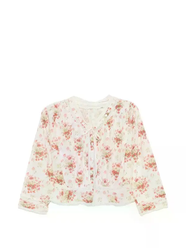 DÔEN Hillock Lace Blouse In Floral Print - Neutrals