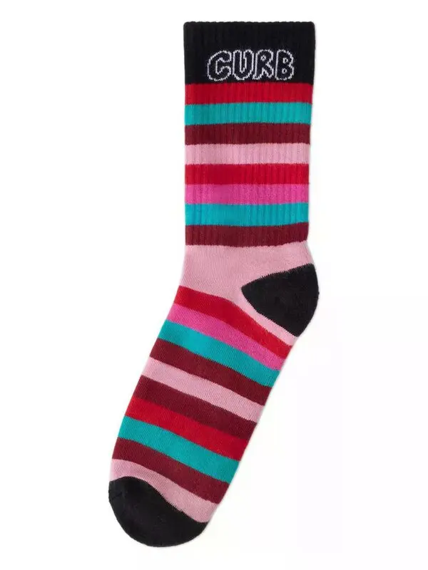 LANVIN Striped Curb-lettering Socks - Pink