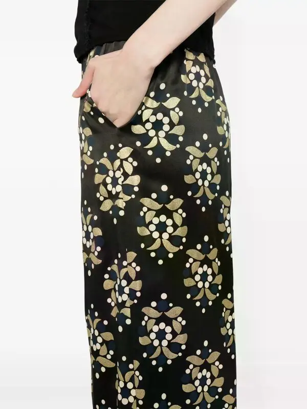 Cynthia Rowley Silk Wide-leg Trousers With Graphic Print