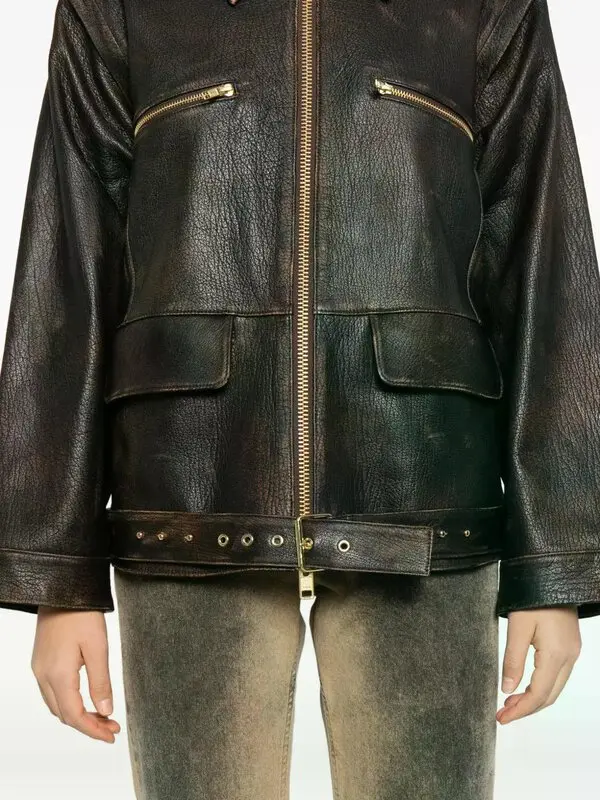 Cynthia Rowley Belted Leather Jacket