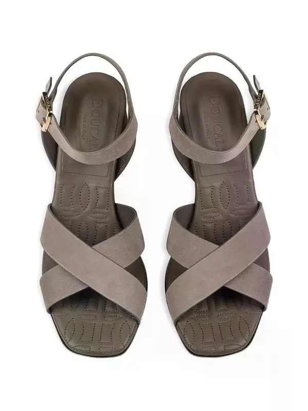 DOUCAL'S Cross-strap Sandals With Ankle Buckle Fastening - Grey