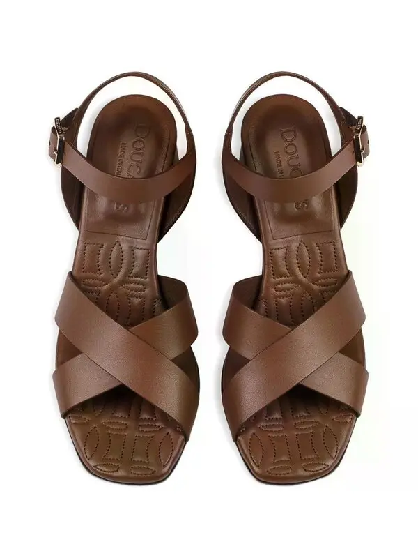 DOUCAL'S Leather Sandals With Buckle Fastening - Brown
