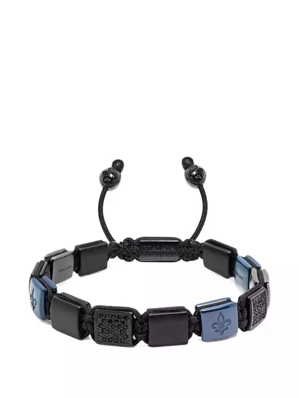 NIALAYA JEWELRY Flatbead Bracelet With Fleur-de-lis Detail - Black