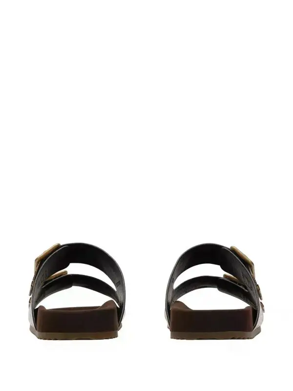 Burberry Urchin Python-print Leather Sandals With Check Detail - Neutrals