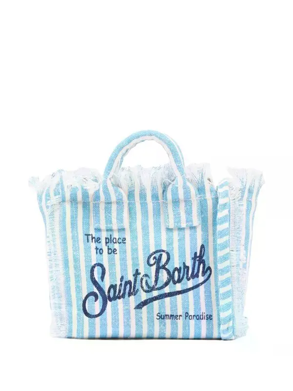 MC2 SAINT BARTH Striped Fringed Tote - Blue