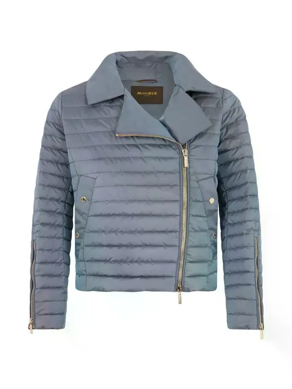 MOORER Quilted Padded Jacket With Zip Closure And Gold-tone Hardware - Blue