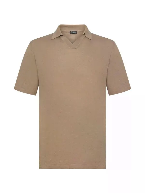 FRANZESE COLLECTION V-neck Ribbed T-shirt - Neutrals