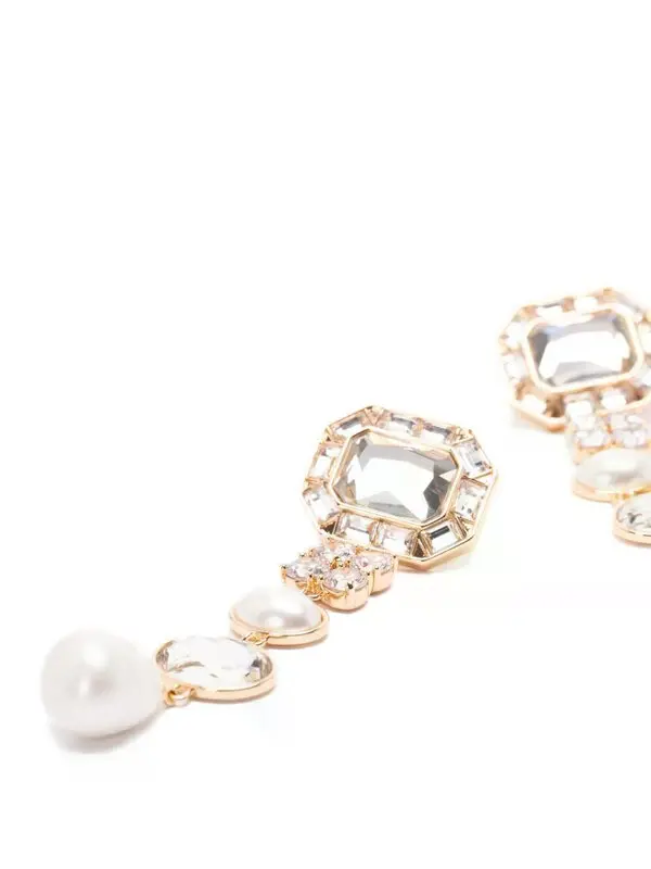 SELF-PORTRAIT Tone Drop Earrings With Faux Pearl And Crystal Embellishments