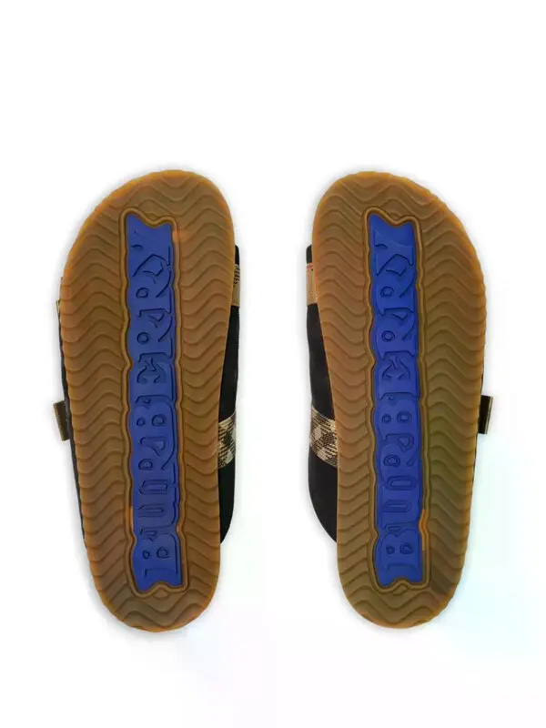 Burberry Check Embossed Suede Urchin Sandals - Black