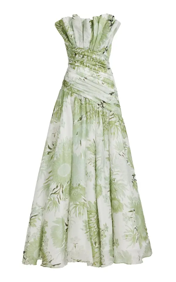 Aje Reflector Floral Gown - Olive