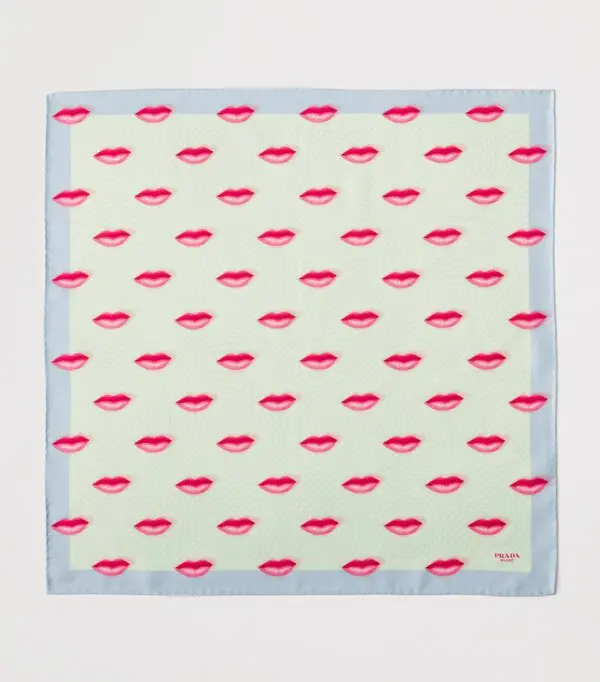 Prada Silk Twill Printed Scarf - Green