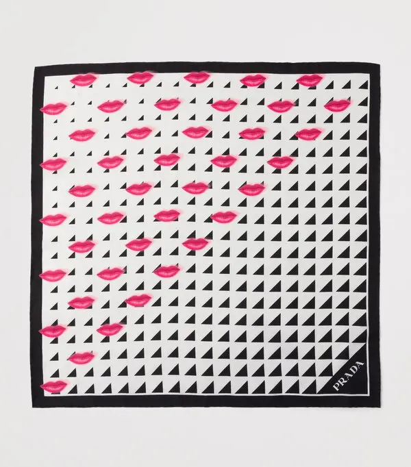 Prada Silk Lipstick Triangle Scarf - Black