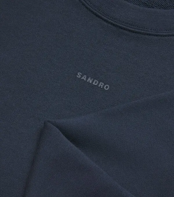 Sandro Cotton Logo Sweatshirt - Blue