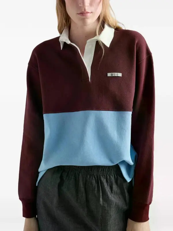 Prada Long-sleeved Cotton Fleece Polo Shirt - Red