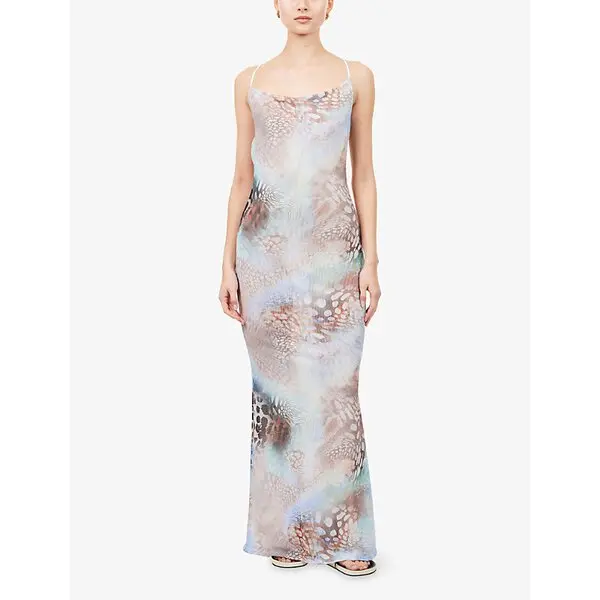 GRACEJACOB Oceana Backless Mesh Maxi Dress