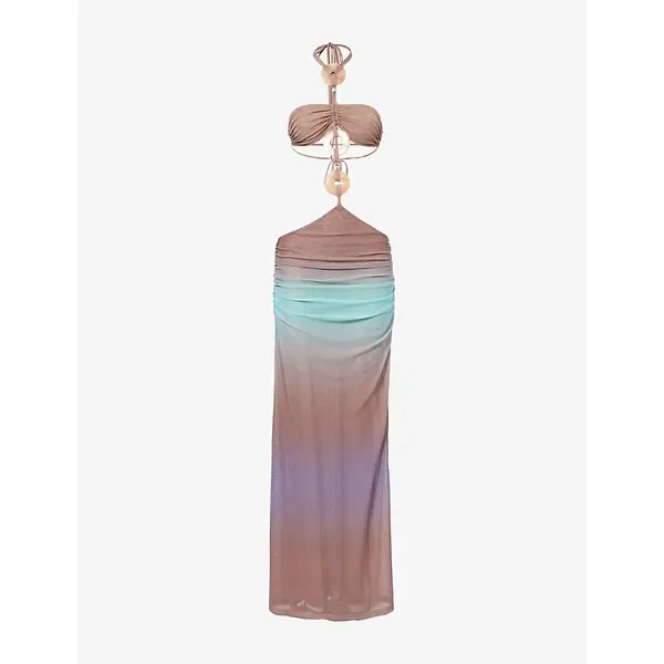 JADED LONDON Embellished Cut-out Stretch-mesh Maxi Dress - Multi