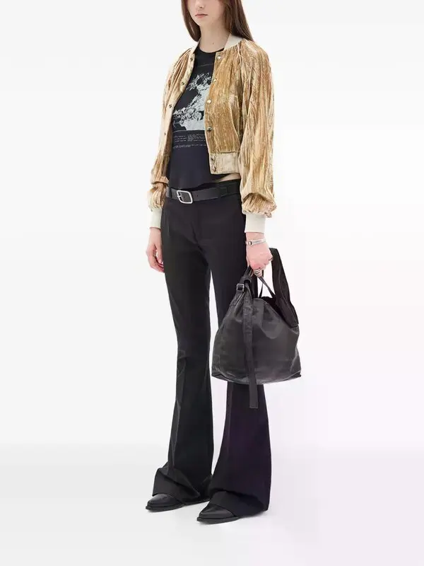 ANN DEMEULEMEESTER Arya Froissé Velvet Bomber Jacket - Neutrals