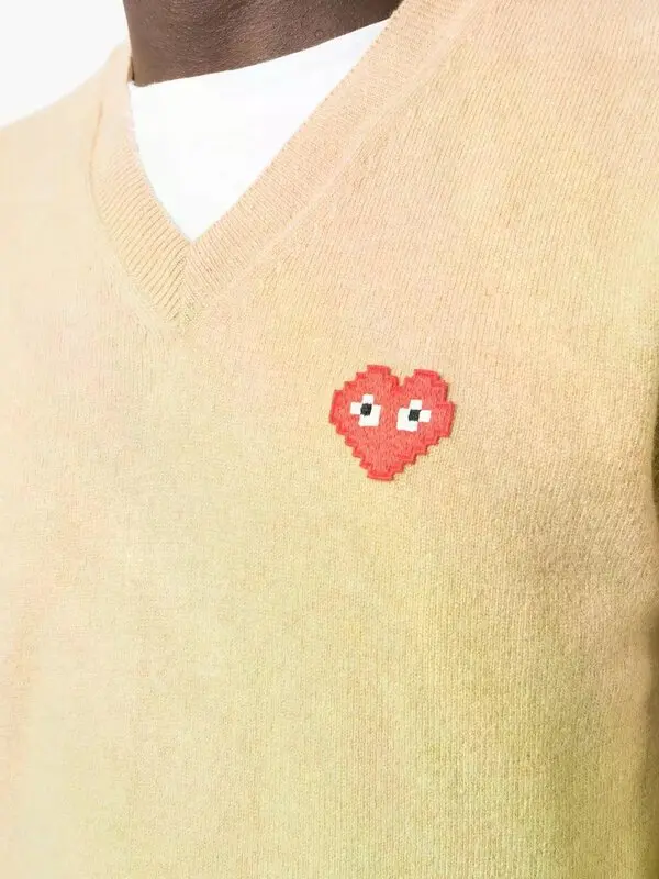 Play Comme Des Garcon V-neck Sweater With Heart Patch
