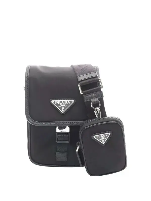 Prada Saffiano Trimmed Re-nylon Crossbody Bag - Black