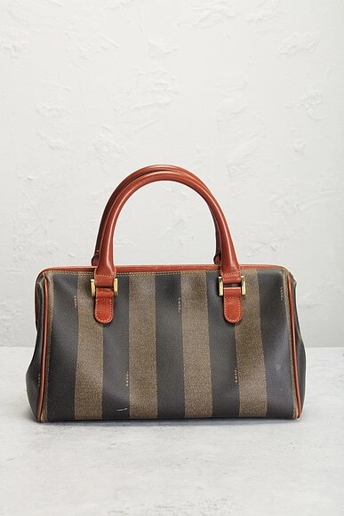 Fendi Pequin Canvas And Leather Top Handle Bag
