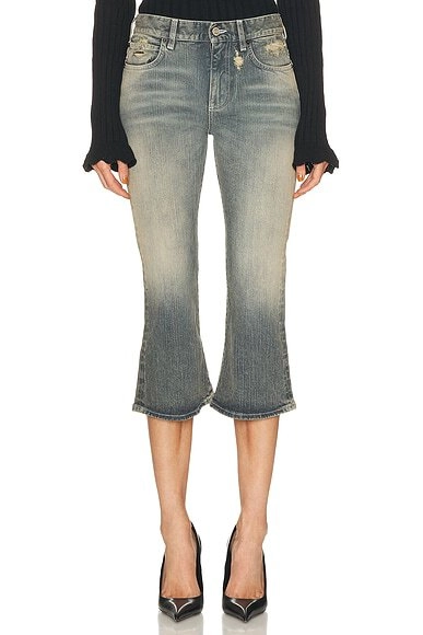 Balenciaga Lace Flared Capri Jeans - Light Blue