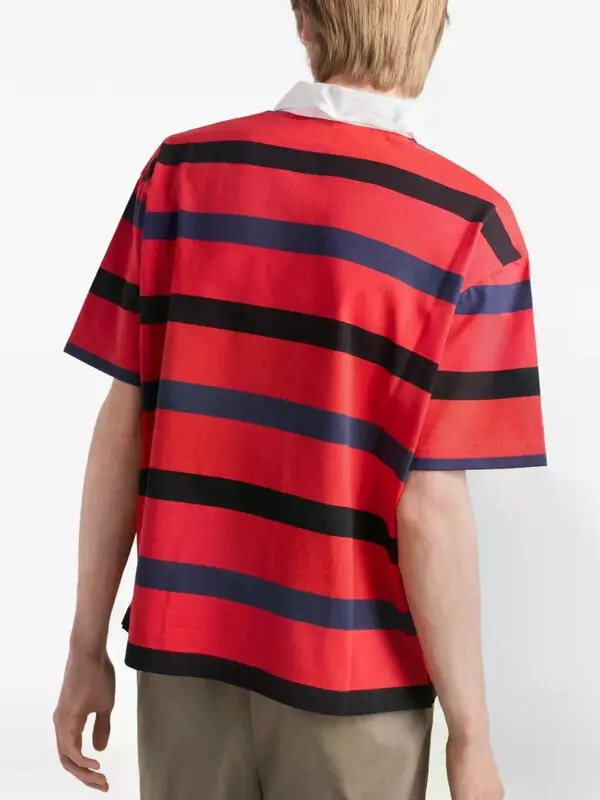 Prada Striped Short-sleeved Polo Shirt - Red