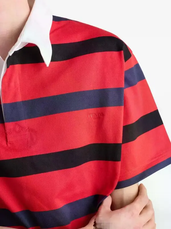 Prada Striped Short-sleeved Polo Shirt - Red