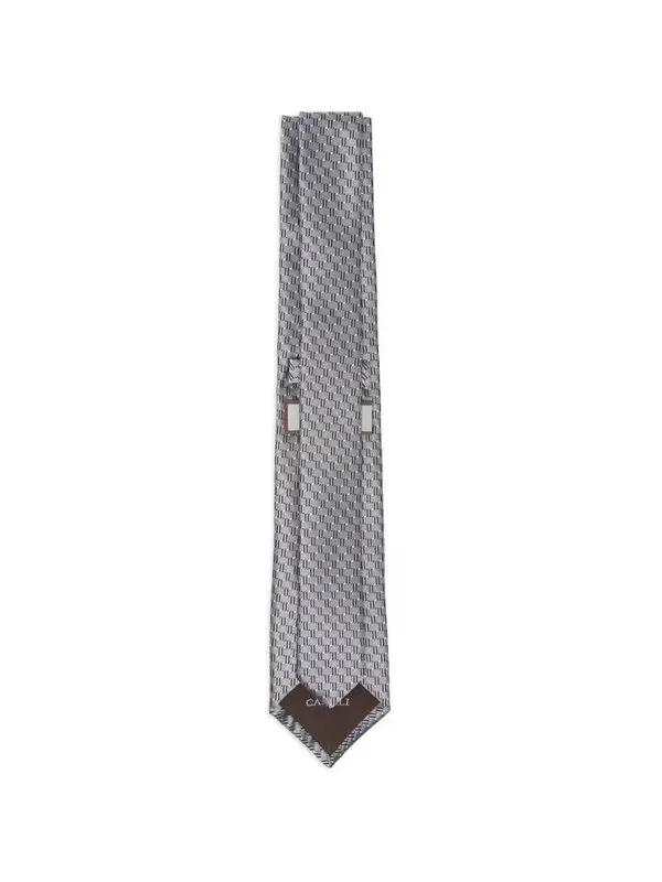 Canali Patterned Neck Tie - Grey