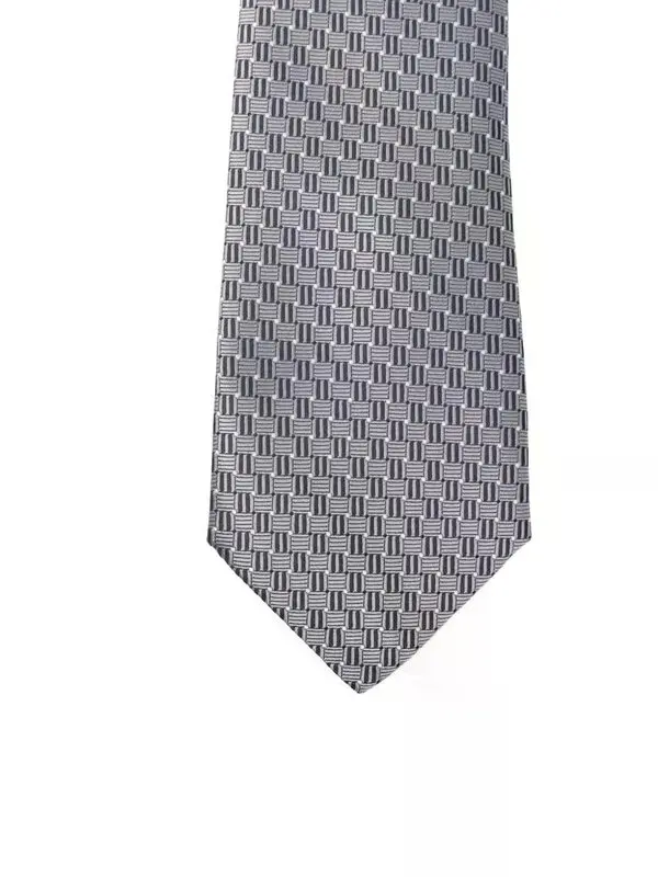 Canali Patterned Neck Tie - Grey