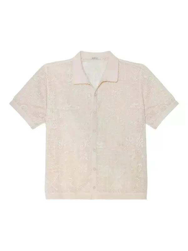 Agua Bendita Jared Embroidered Short-sleeve Shirt - Neutrals