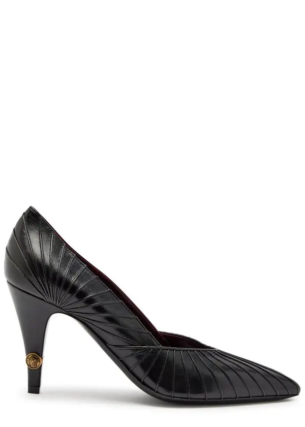Versace 90mm Pintuck Leather Pumps - Black