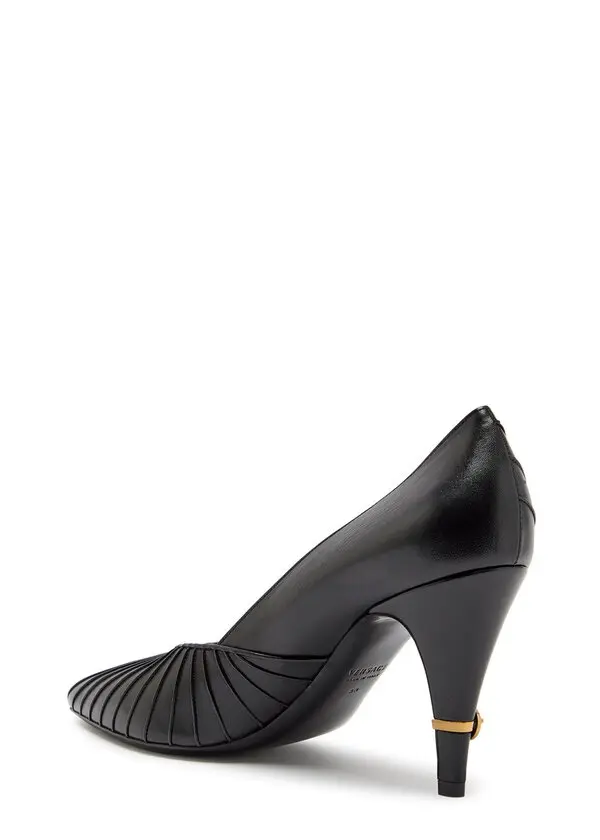 Versace 90mm Pintuck Leather Pumps - Black