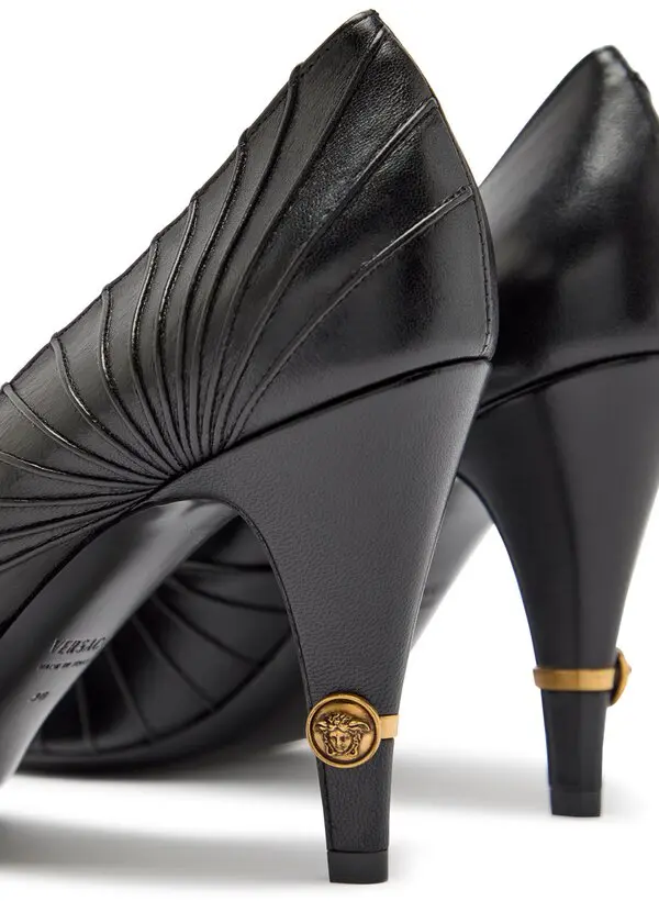 Versace 90mm Pintuck Leather Pumps - Black