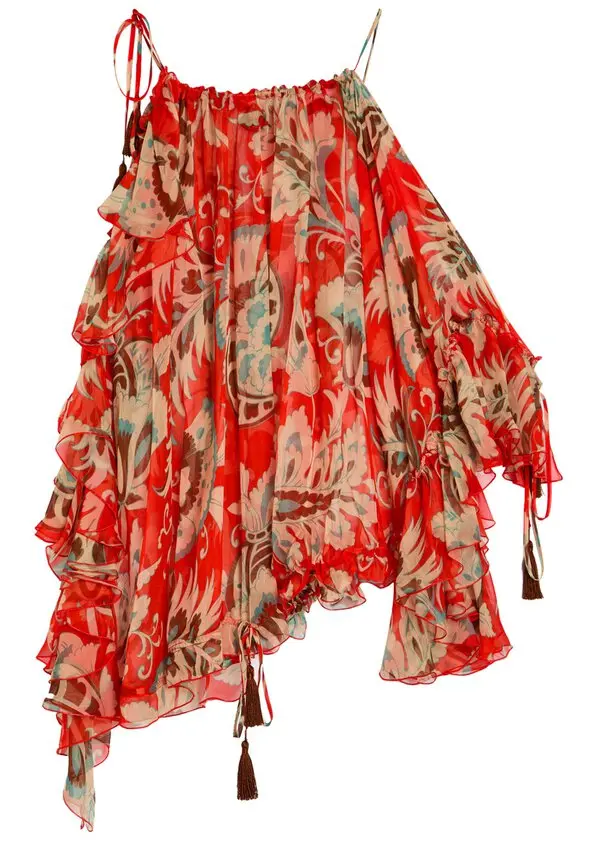 Etro Printed Ruffled Silk-chiffon Top - Multicoloured