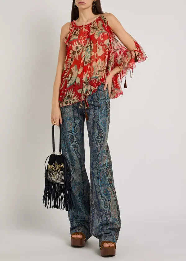 Etro Printed Ruffled Silk-chiffon Top - Multicoloured