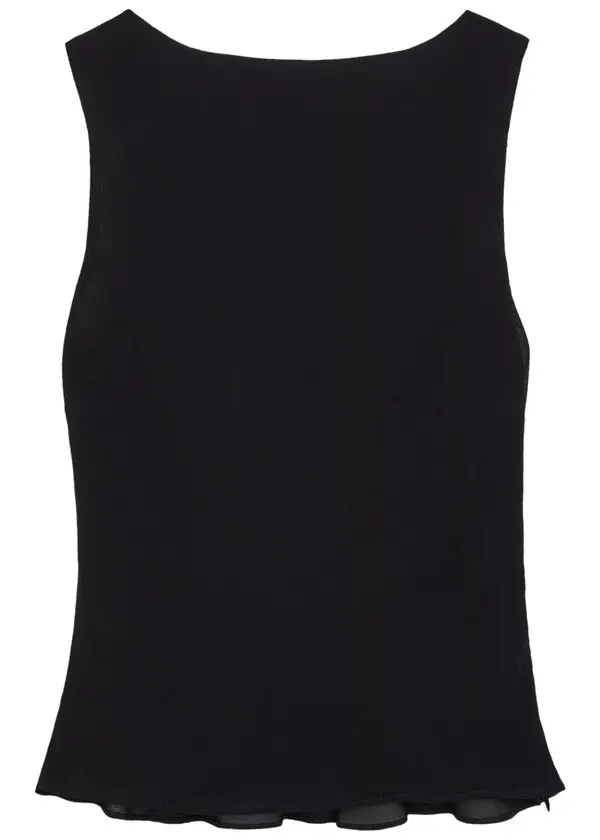 REFORMATION Dorthea Georgette Top With Open Back - Black