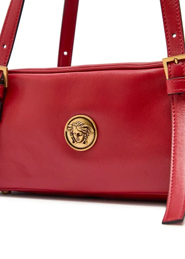 Versace Small Leather Shoulder Bag With Medusa Plaque