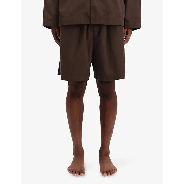 TEKLA Striped Cotton-poplin Shorts - Coffee