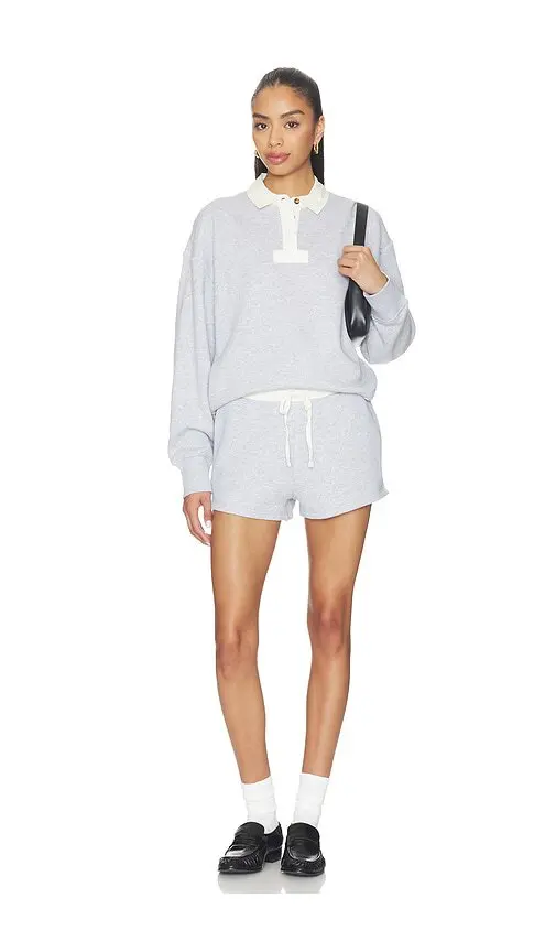Rag & Bone Vintage Terry Oversized Polo Sweatshirt - Light Grey
