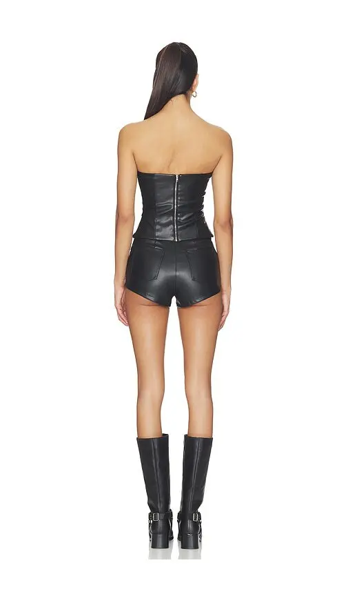Superdown Kayla Faux Leather Short Set - Black